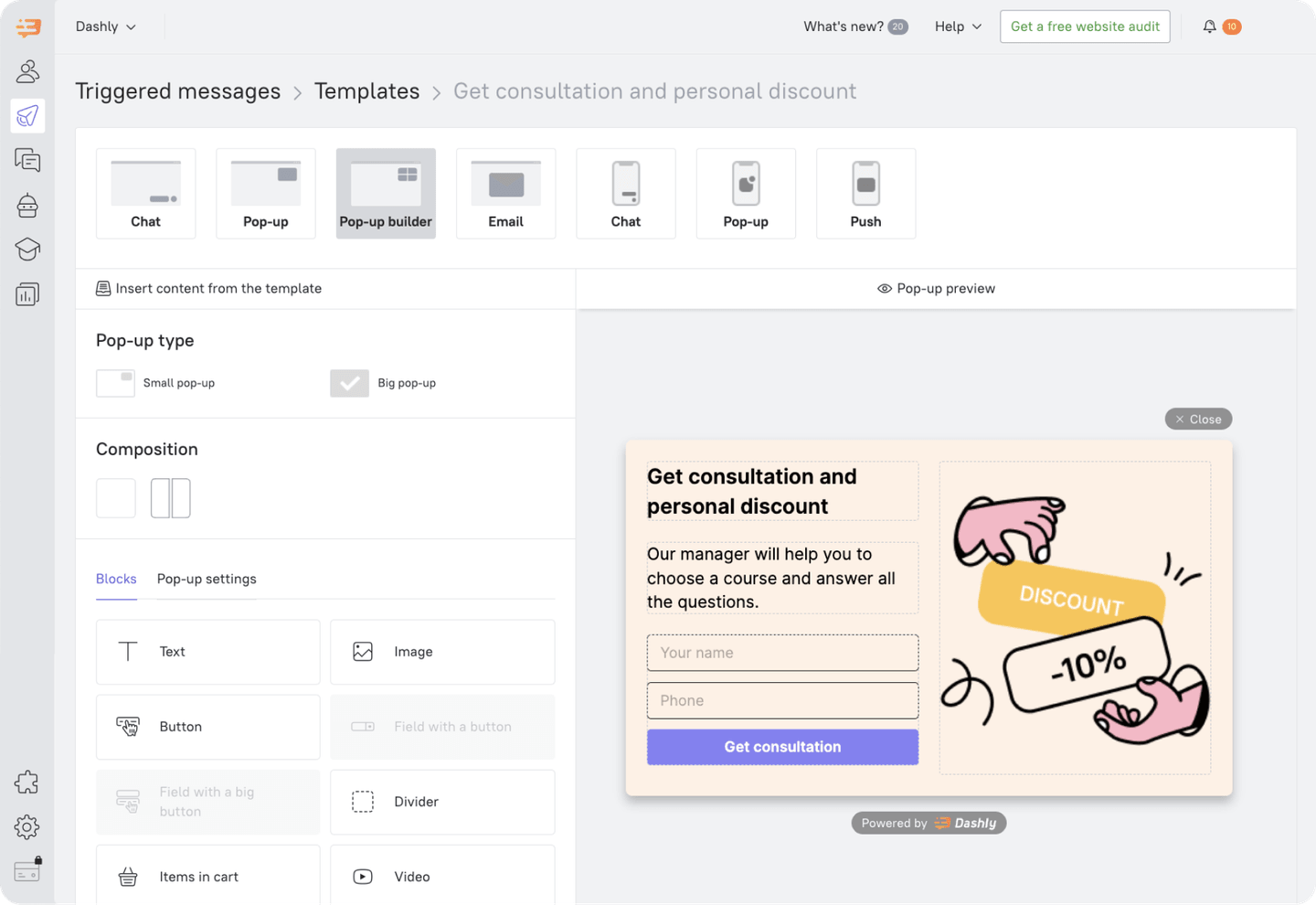 Pop-ups that bring leads | Easy-to-use popup tool | Dashly